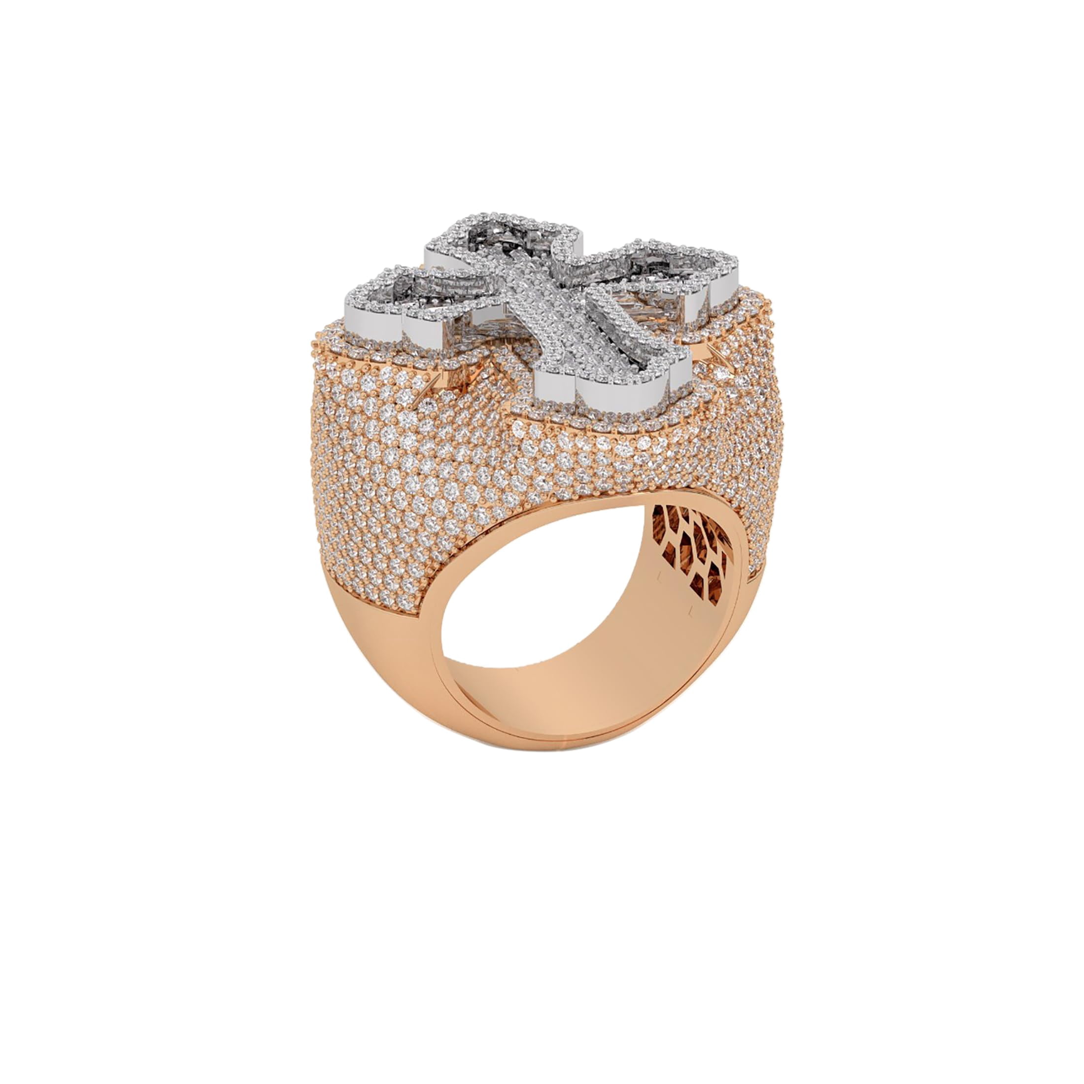 Bling Craft Hip Hop Cross Ring for Men Iced Out 6.35 ct Baguette ...