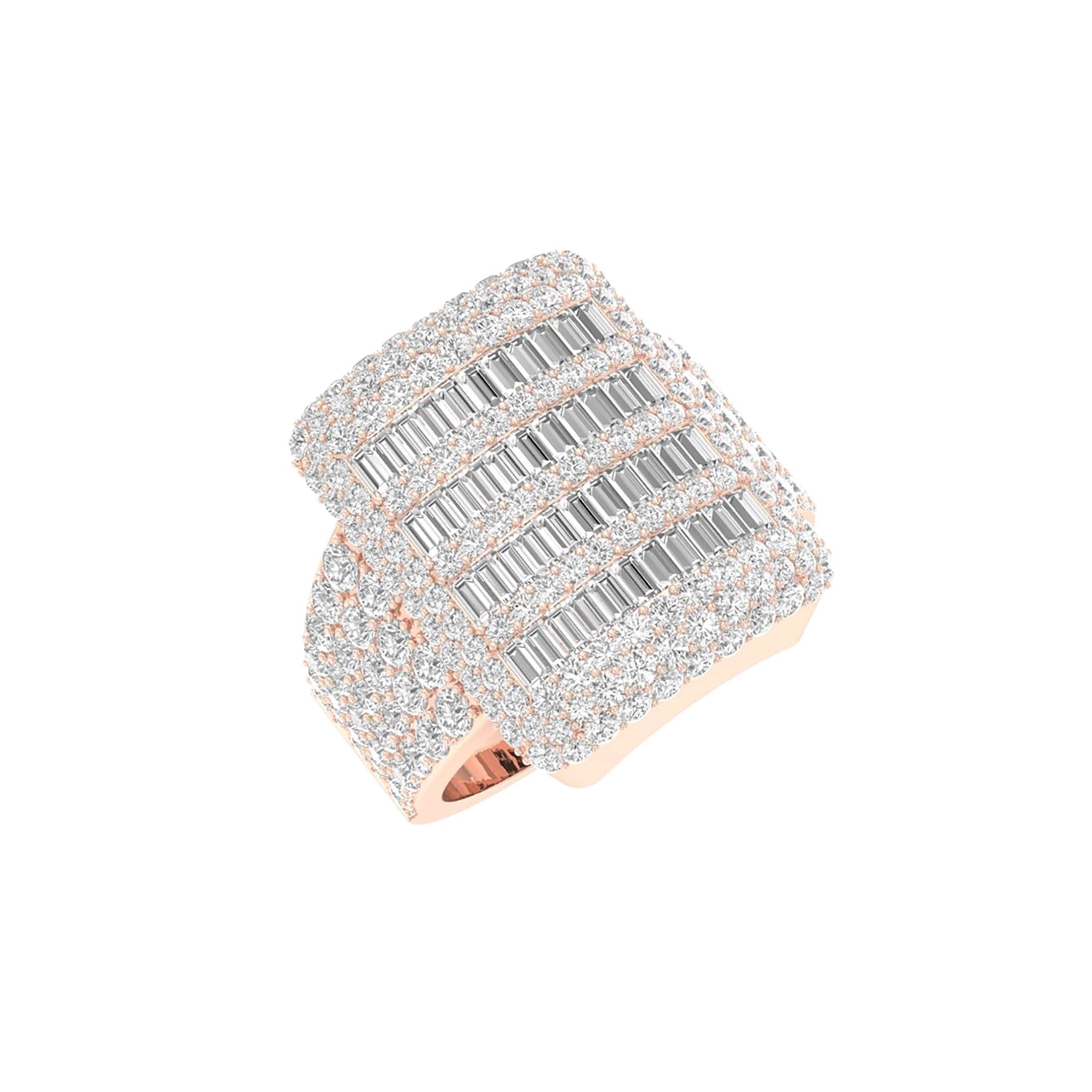 Bling Craft Hip Hop Cushion Rectangle Cut Ring for Men Iced Out 3.70 ct Baguette & Round ...