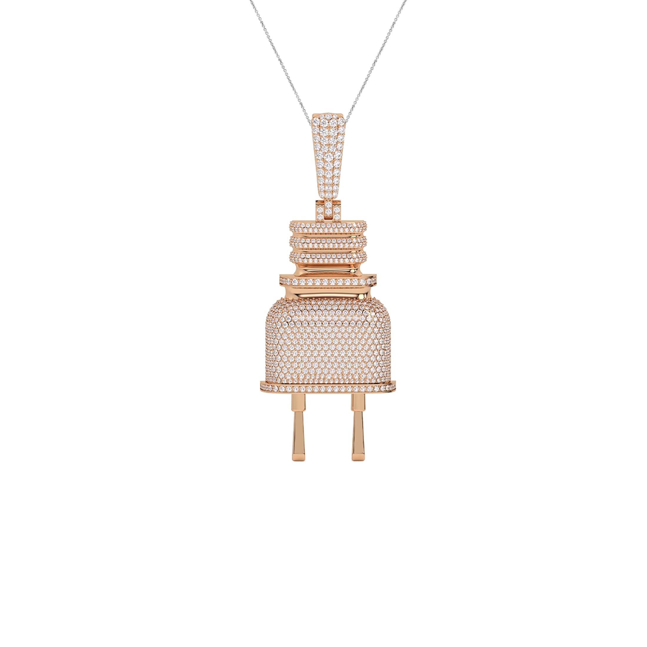 Bling Craft Hip Hop Iced Out Electric Plug Pendant for Men 5.51 Ct ...