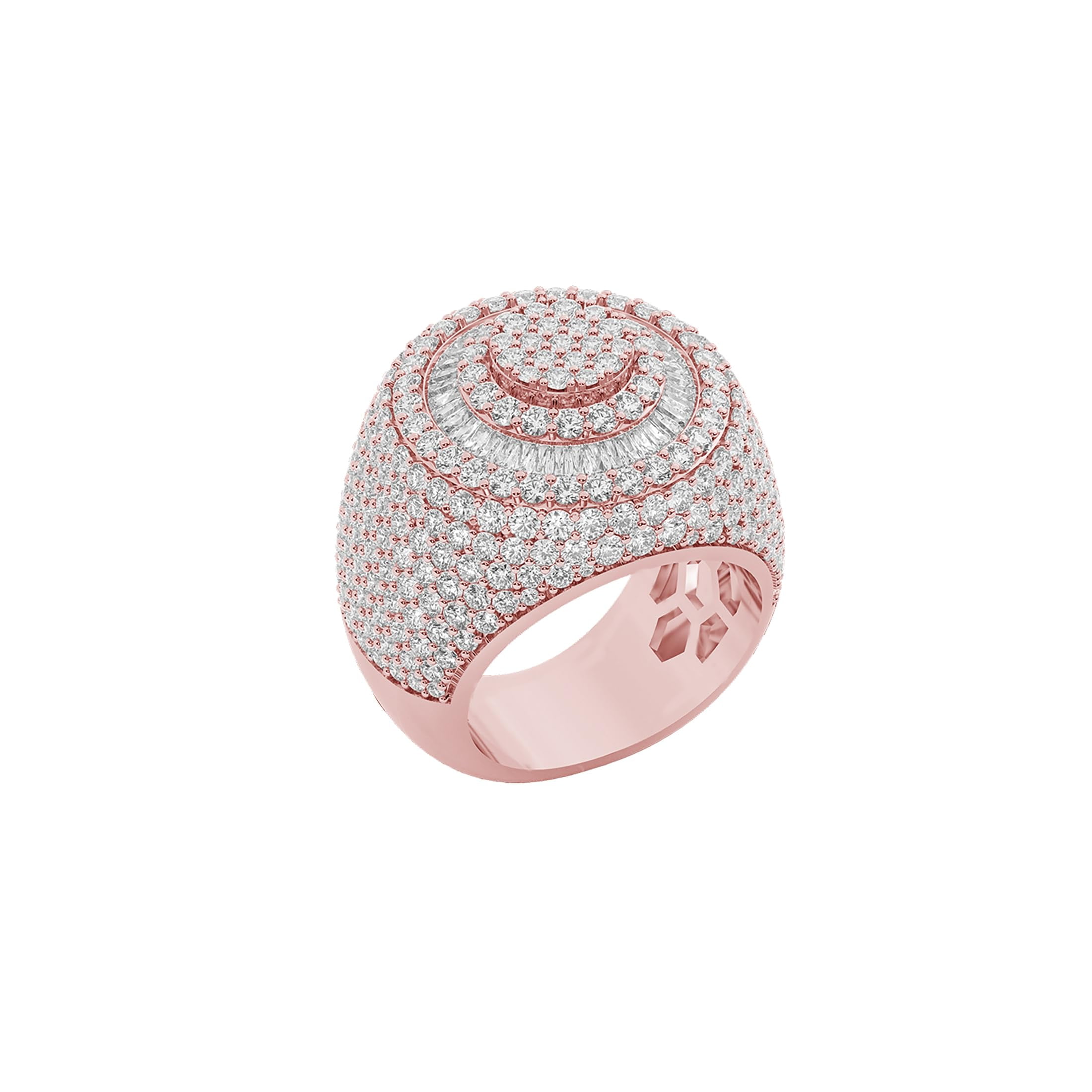 Bling Craft Iced Out Cluster Layered Signet Ring for Men 5.44 ct Round ...