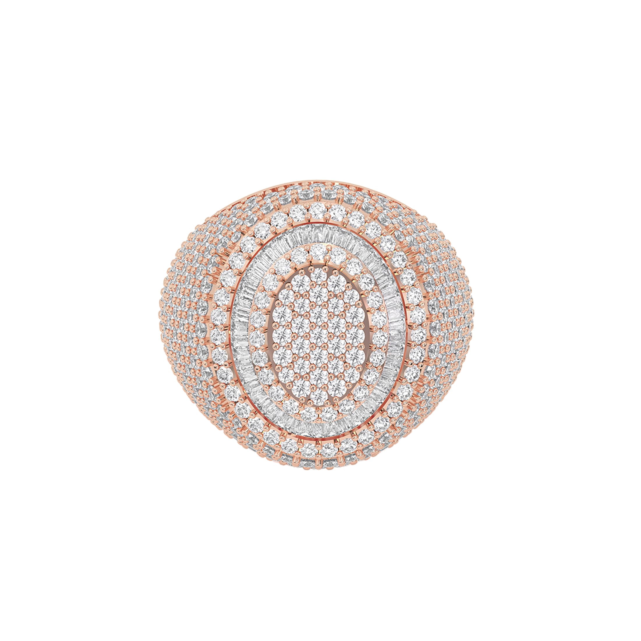 Bling Craft Raised Oval Signet Ring for Men 6.48 ct Round & Baguette ...