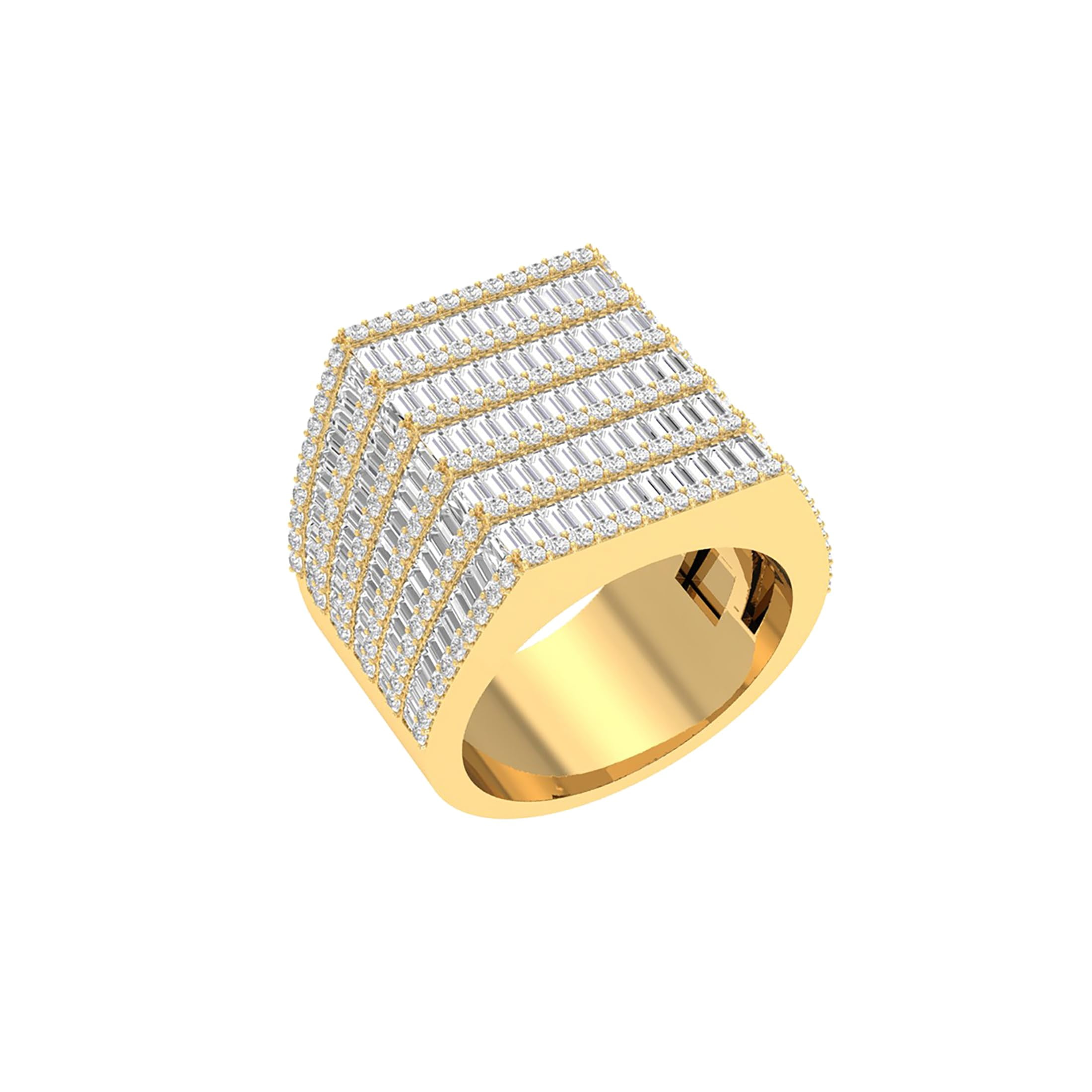 Bling Craft Rectangle Iced Out Signet Ring for Men 5.05 ct Round ...