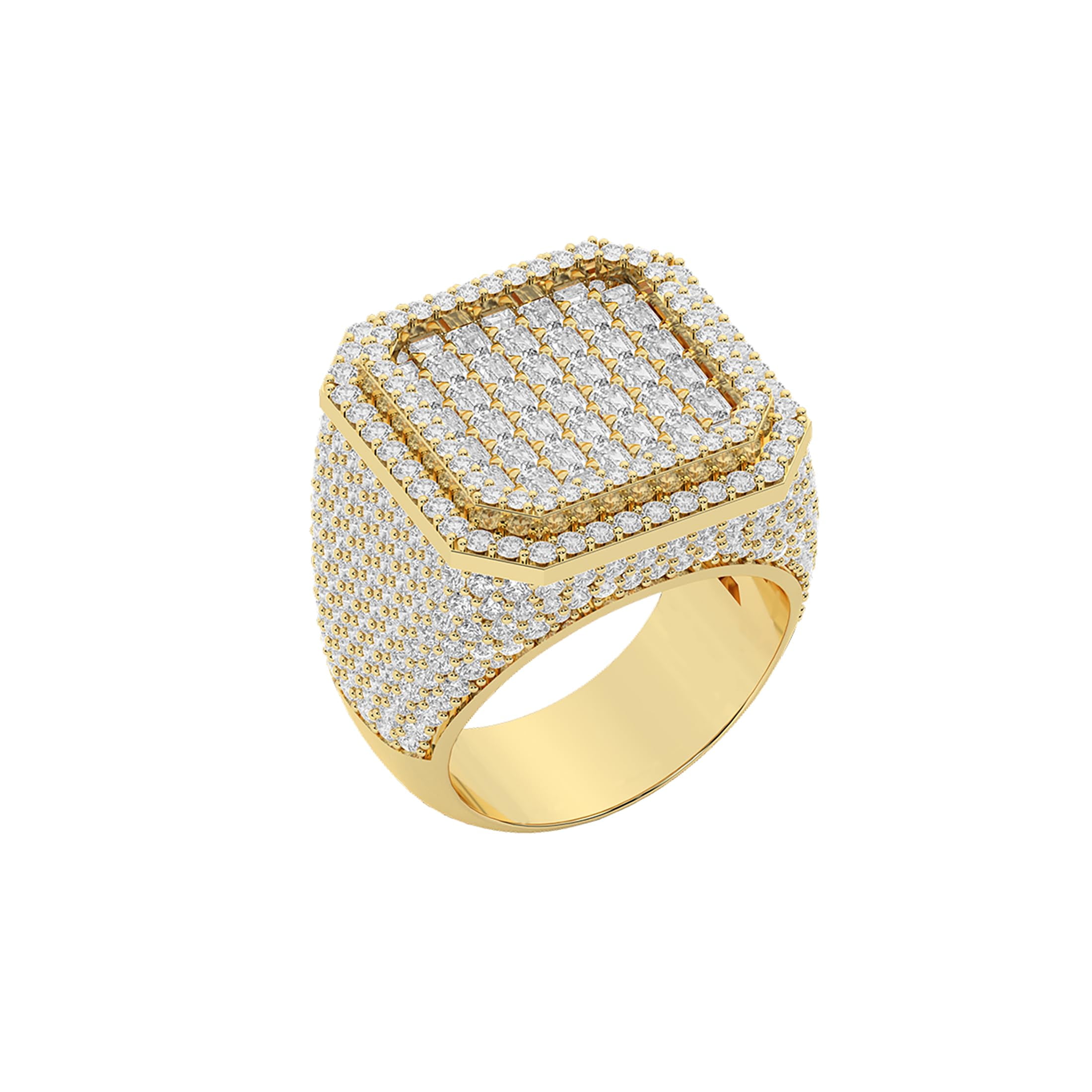 Bling Craft Square Iced Out Signet Ring for Men 4.96 ct Round ...