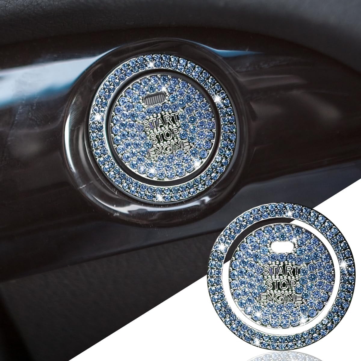 Bling Crystal Car Engine Start Ring Sticker, Sparkling Rhinestone Push ...