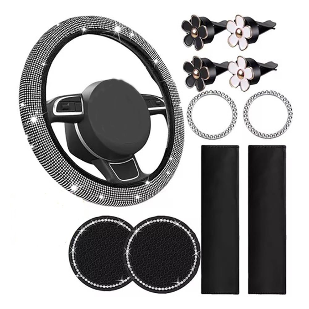 guauko Bling Crystal Diamond Steering Wheel Cover, 13Pcs Sparkly Car ...