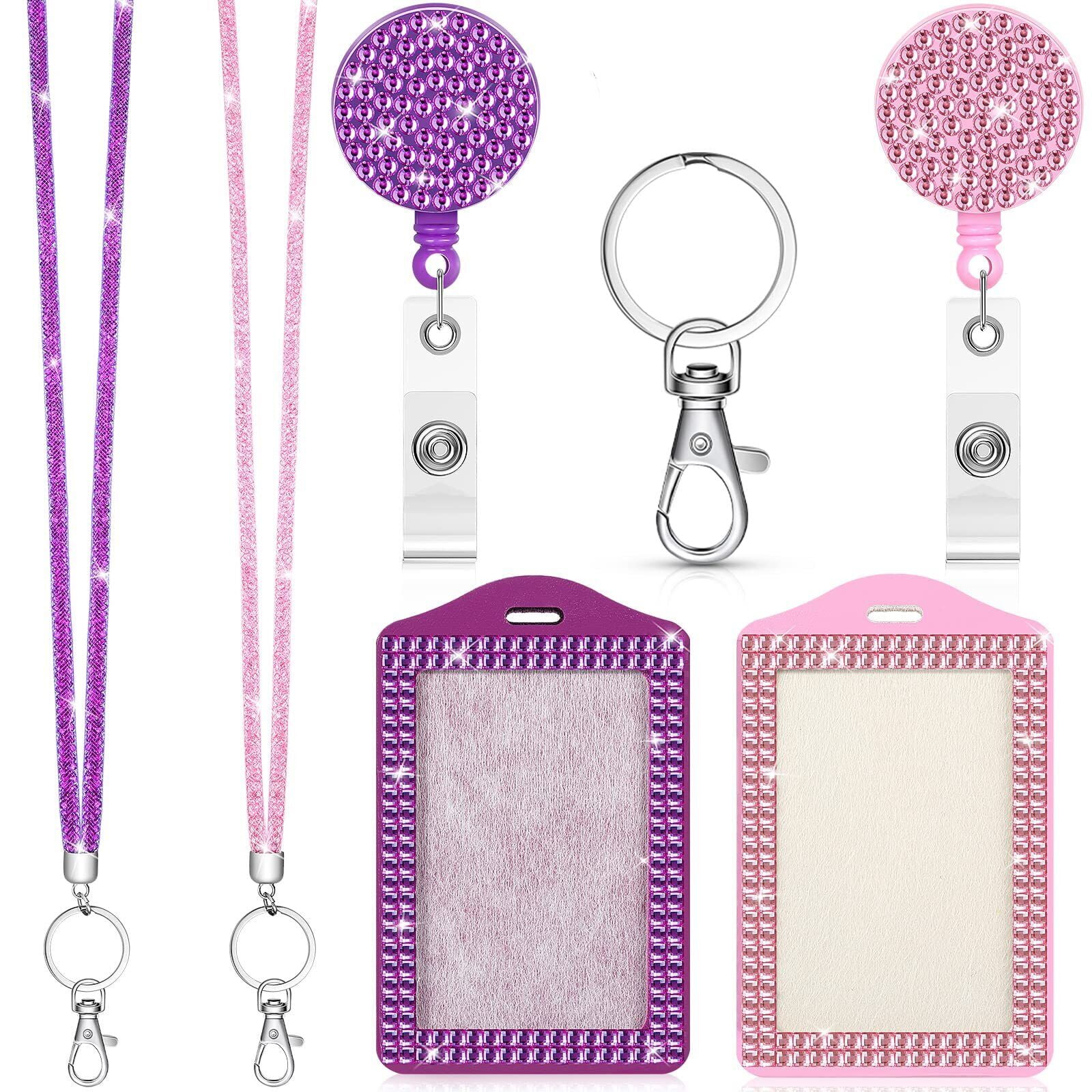 Bling Crystal Rhinestone Neck Lanyard with Vertical Photo ID badge ...