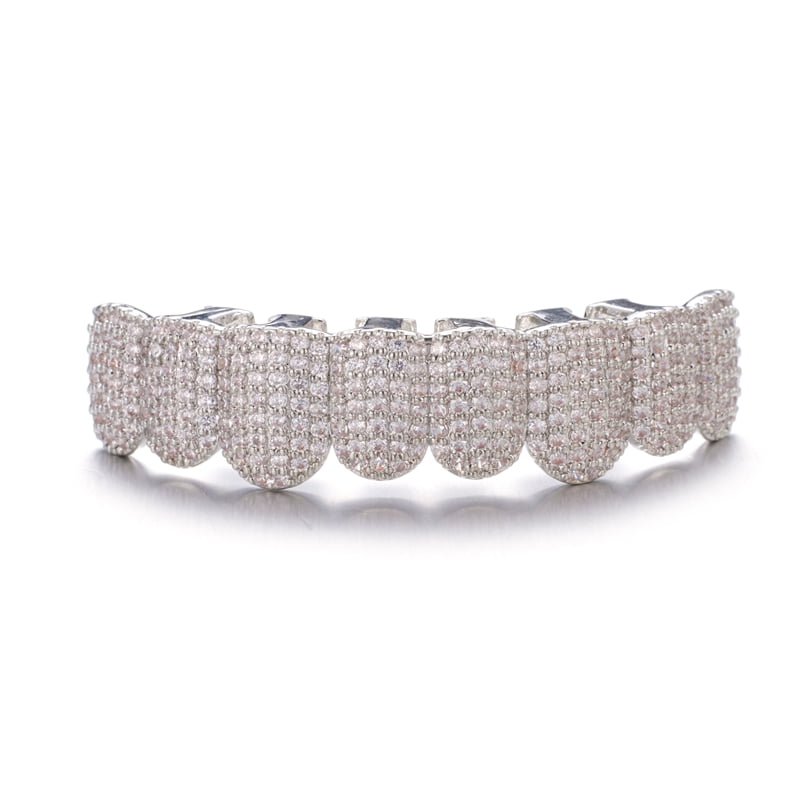 Bling Cubic Zircon Teeth Grillz Set For Unisex Top Bottom Mouth ...