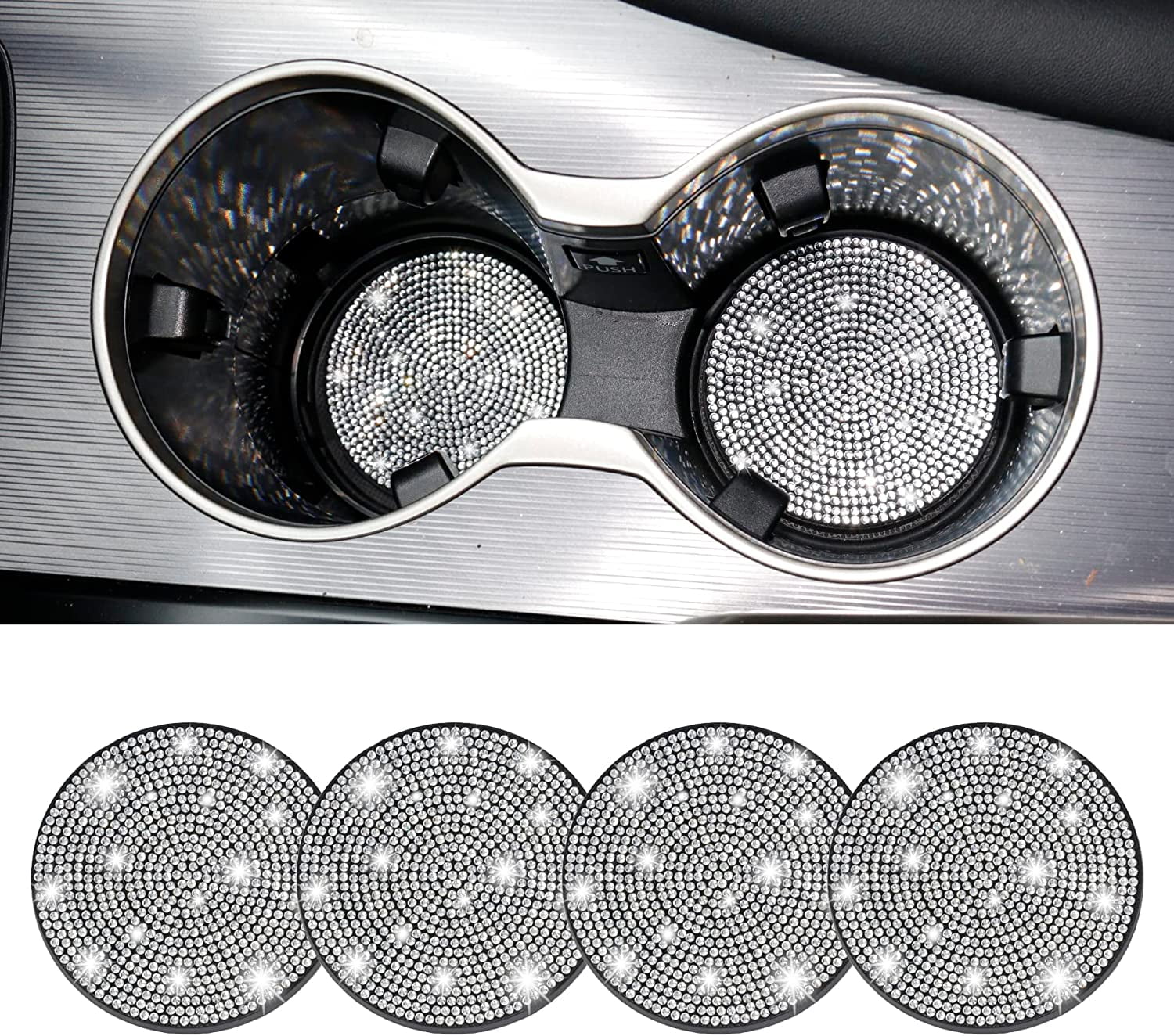 Bling Cup Holder Coasters for Car, 4PCS Universal Non-Slip Cup Holder ...
