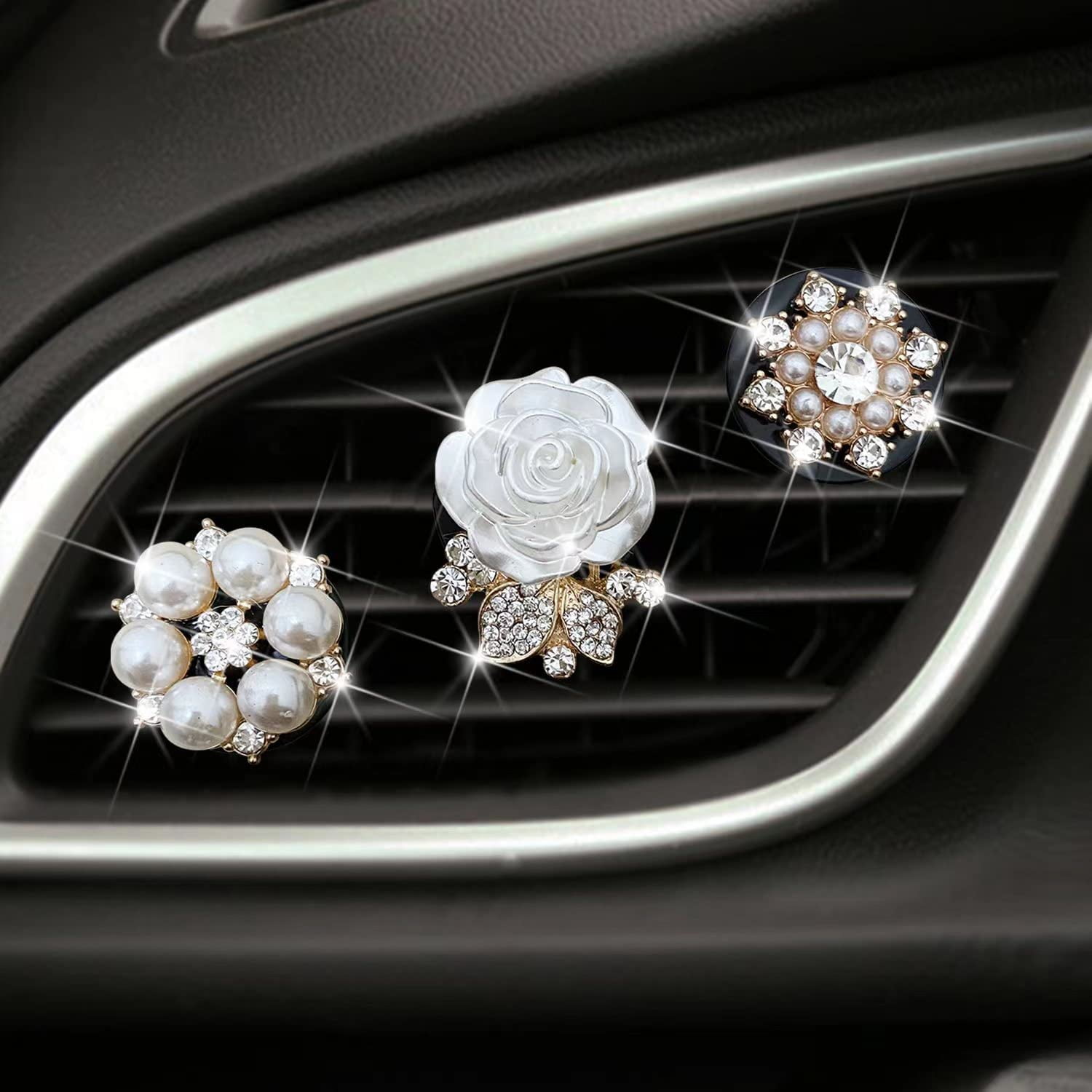 Bling Daisy Air Vent Clips, 3 Pcs Flower Car Air Fresheners Vents Clips ...