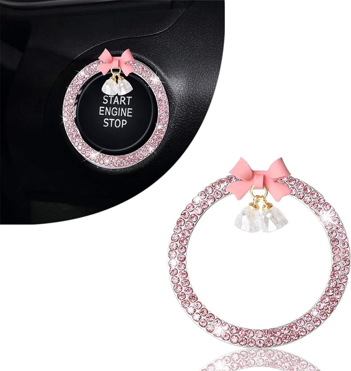 Bling Diamond Car Engine Stop Decoration Ring Tutuviw Crystal ...