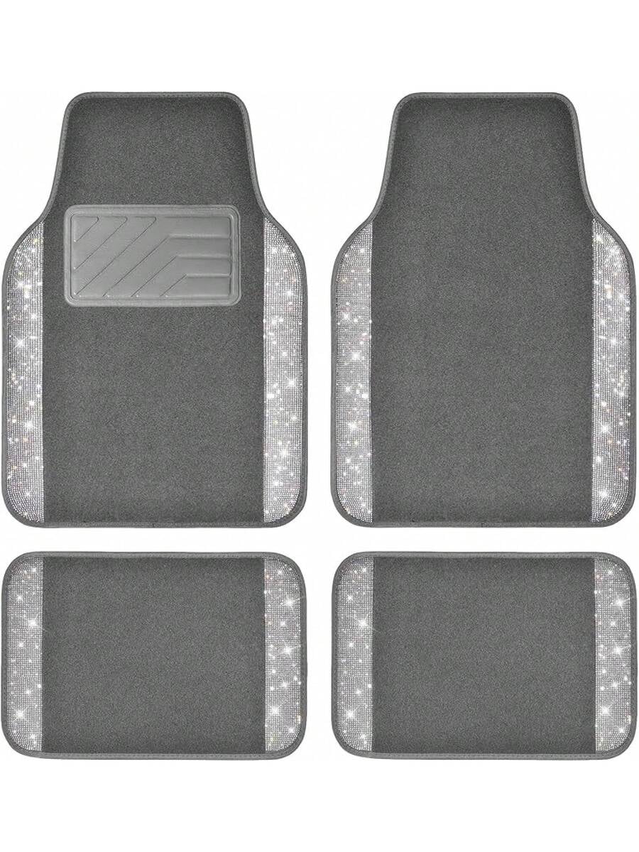 Bling Diamond Car Floor Mats, Shining Rhinestone Carpet Sparkly Glitter ...