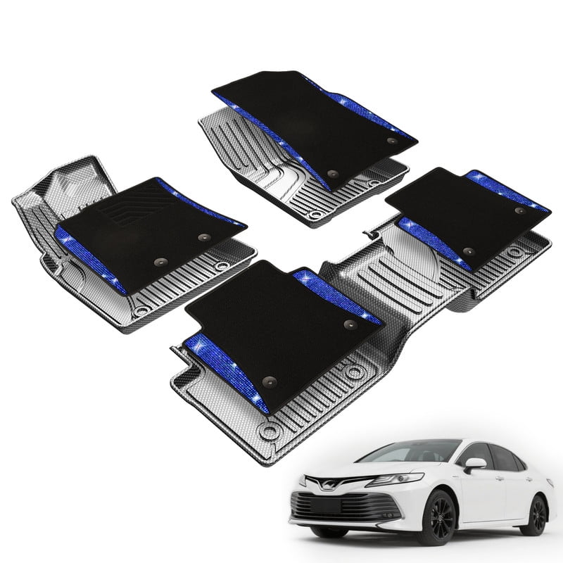 Bling Diamond Double Layer Carbon Fiber Pattern TPE Floor Mats for ...