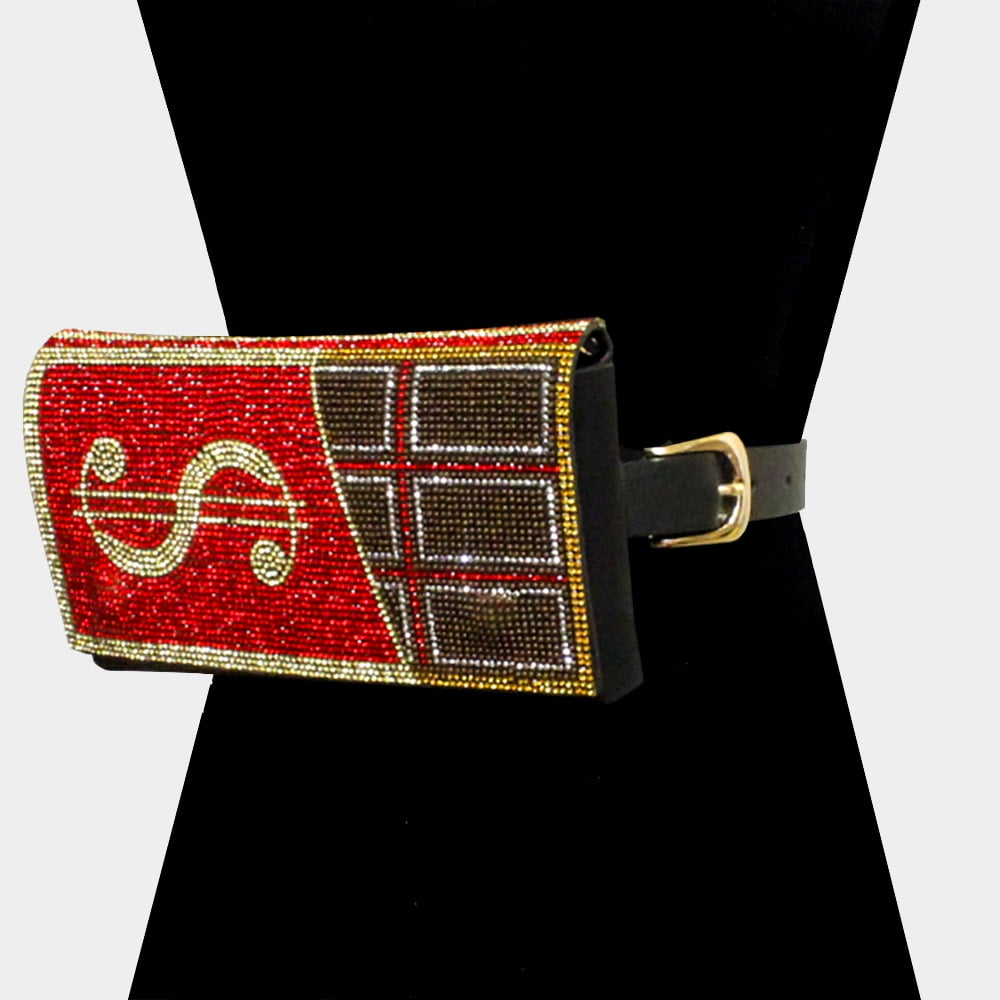 Bling Dollar Sign Chocolate Fanny Pack / Belt / Crossbody Bag - Walmart.com