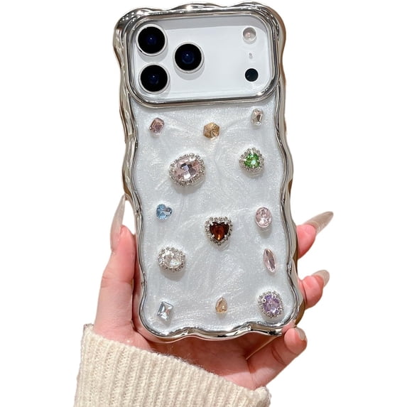 Bling Glitter 3D Diamond Rhinestone Love Wavy Frame Phone Case for ...