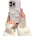Bling Glitter 3D Pearl Bow Knot Bowknot Phone Case for iPhone (White ...
