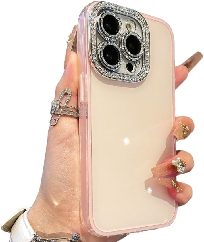 Bling Glitter Camera Edge Phone Case for iPhone (for iPhone 17,Pink ...