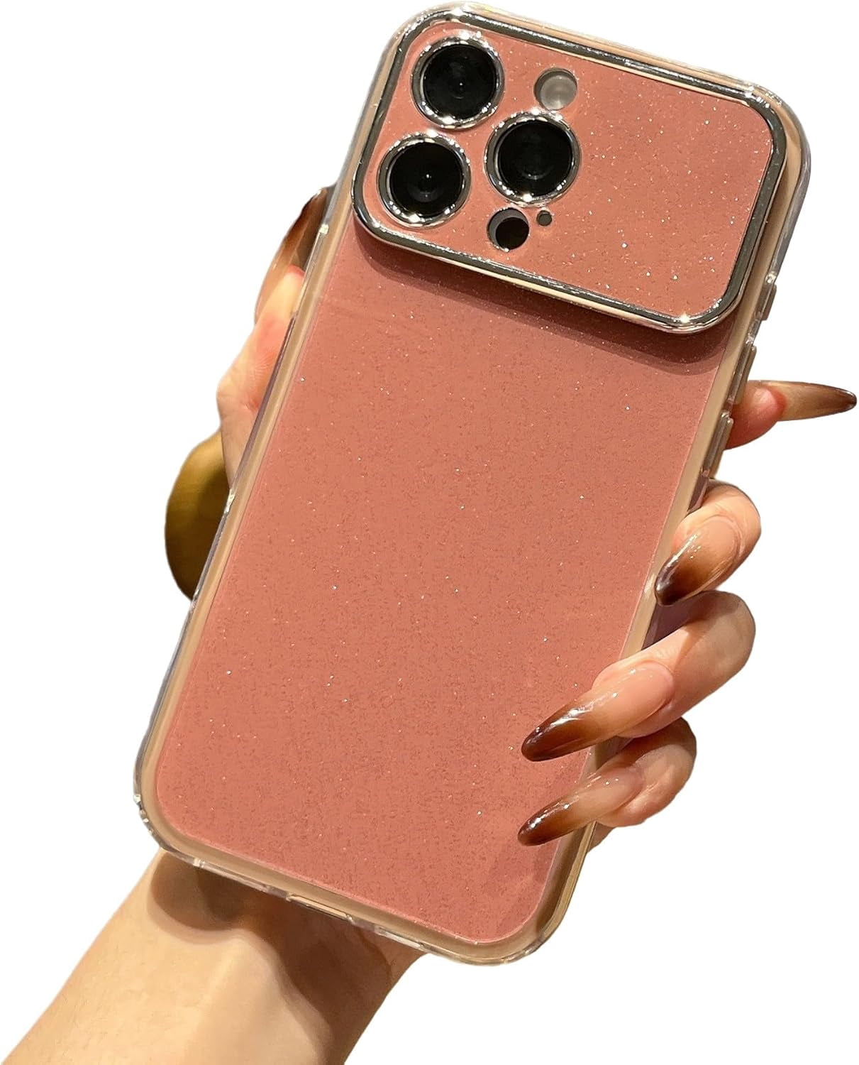 Bling Glitter Camera Protect Phone Case for iPhone (Brown,iPhone 13 Pro ...