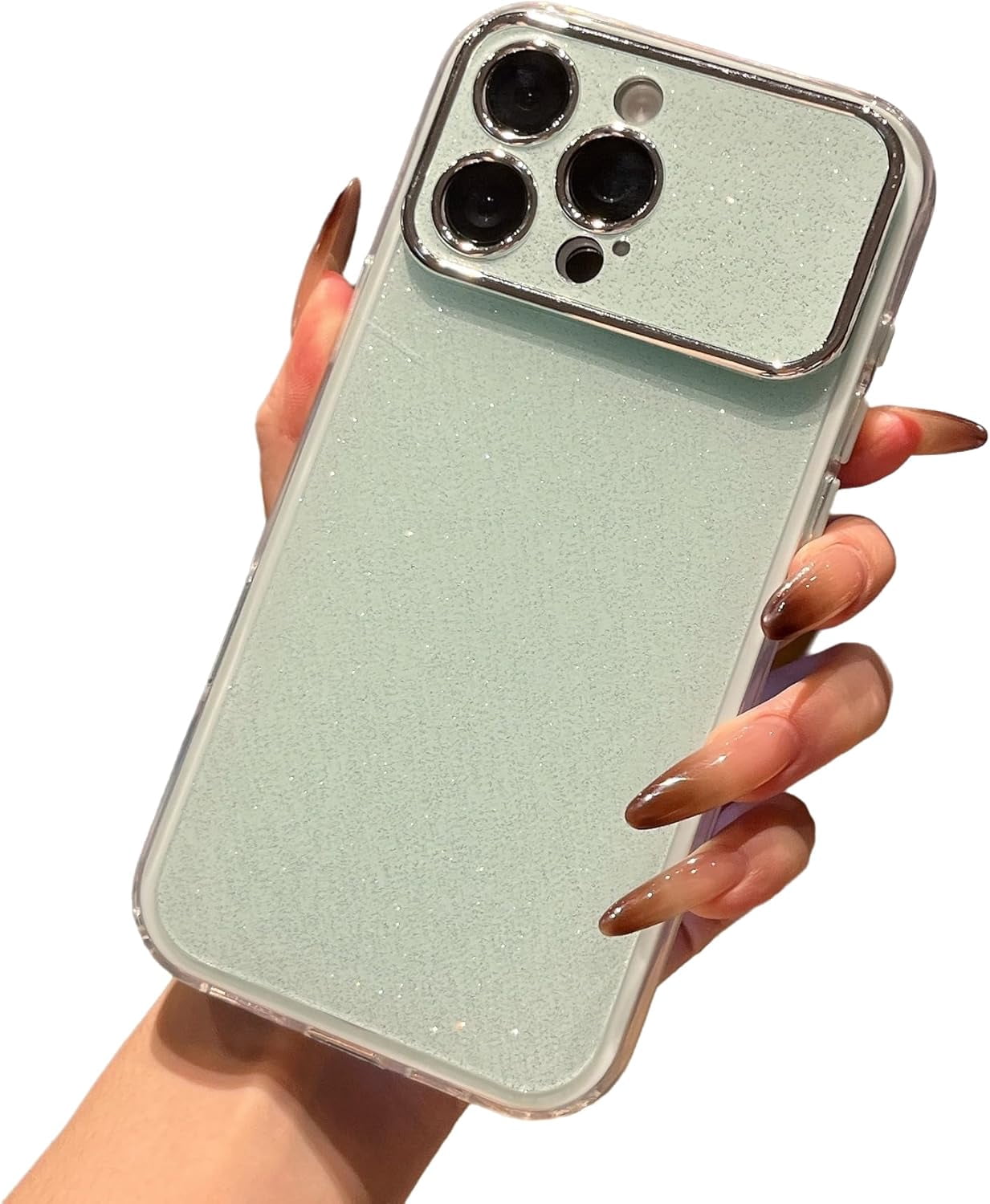 Bling Glitter Camera Protect Phone Case for iPhone (Mint,iPhone 17 ...