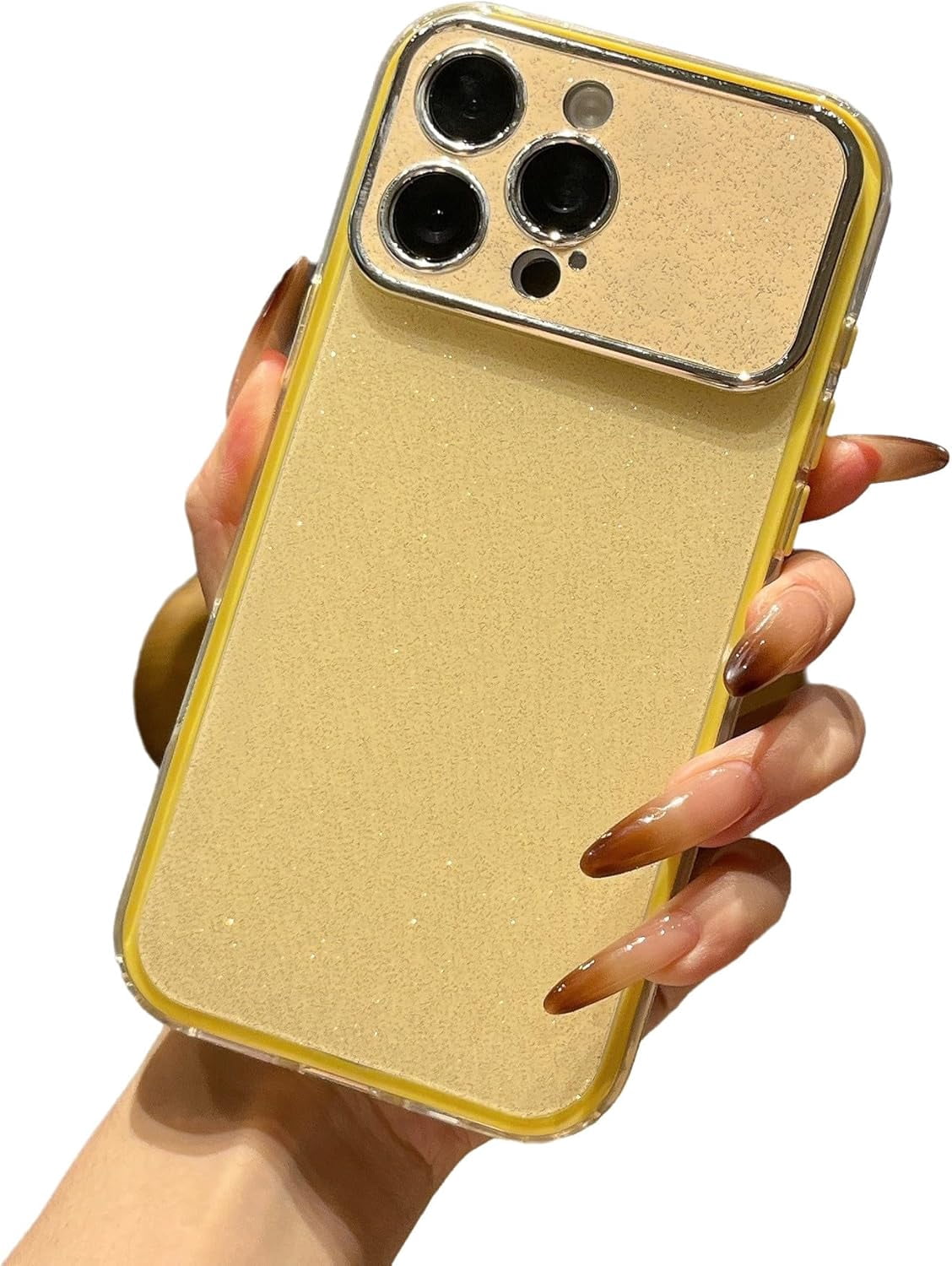 Bling Glitter Camera Protect Phone Case for iPhone (Yellow,iPhone 13 ...