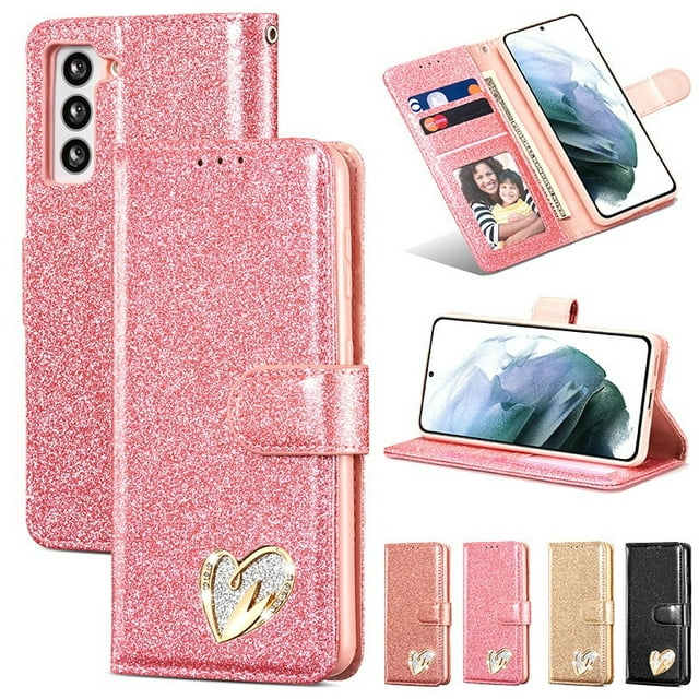 Bling Glitter Card Slot Stand Holder Flip Wallet Leather Case Phone Cover for Samsung Galaxy A16 ...
