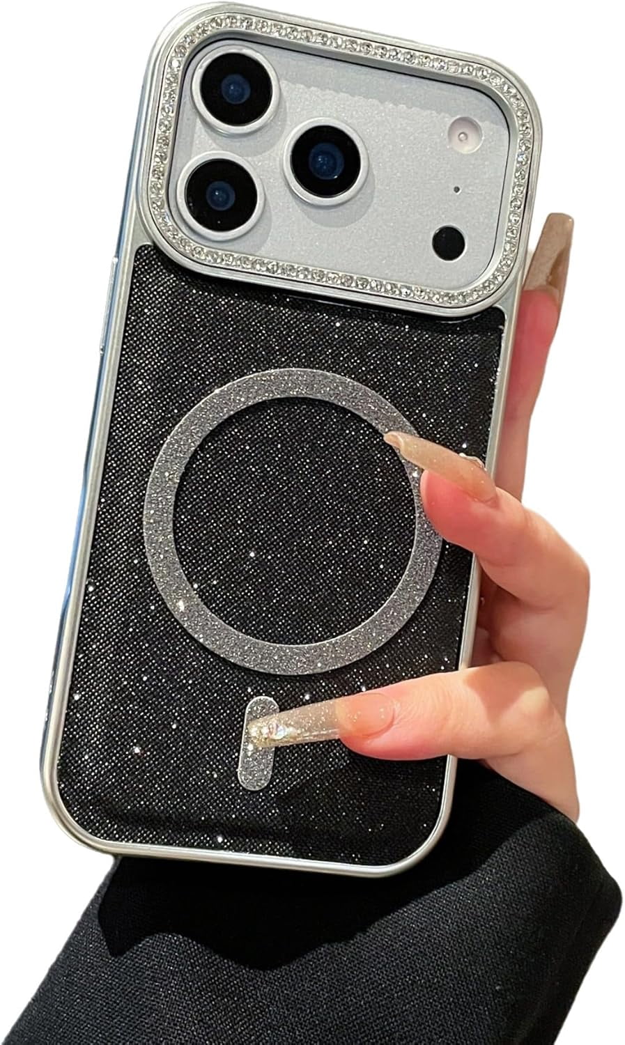 Bling Glitter Diamond Camera Edge Shockproof Magnetic Phone Case for ...