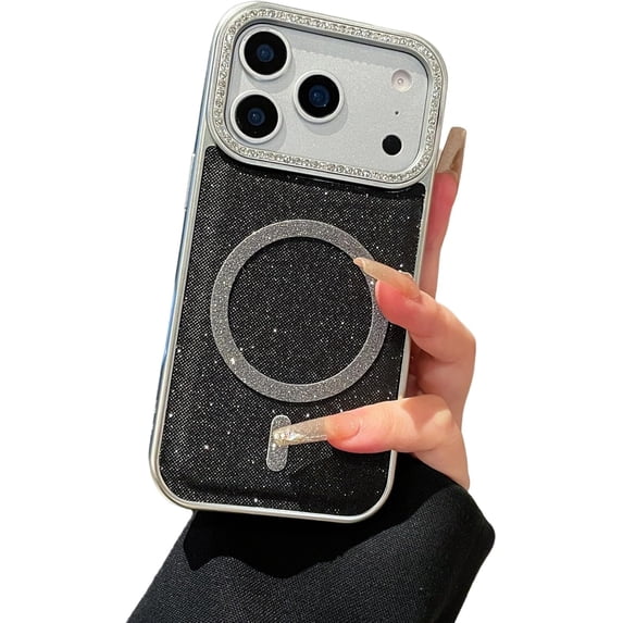 Bling Glitter Diamond Camera Edge Shockproof Magnetic Phone Case for ...