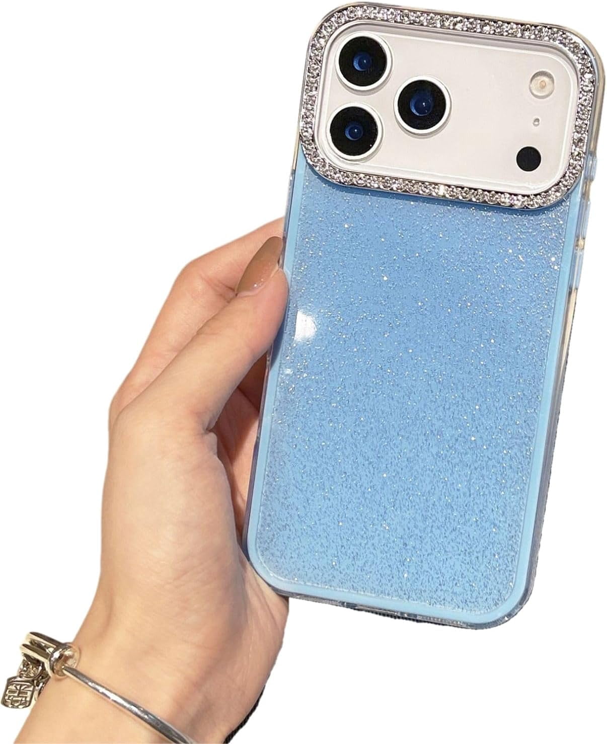 Bling Glitter Diamond Camera Frame Phone Case for iPhone (Blue,for ...