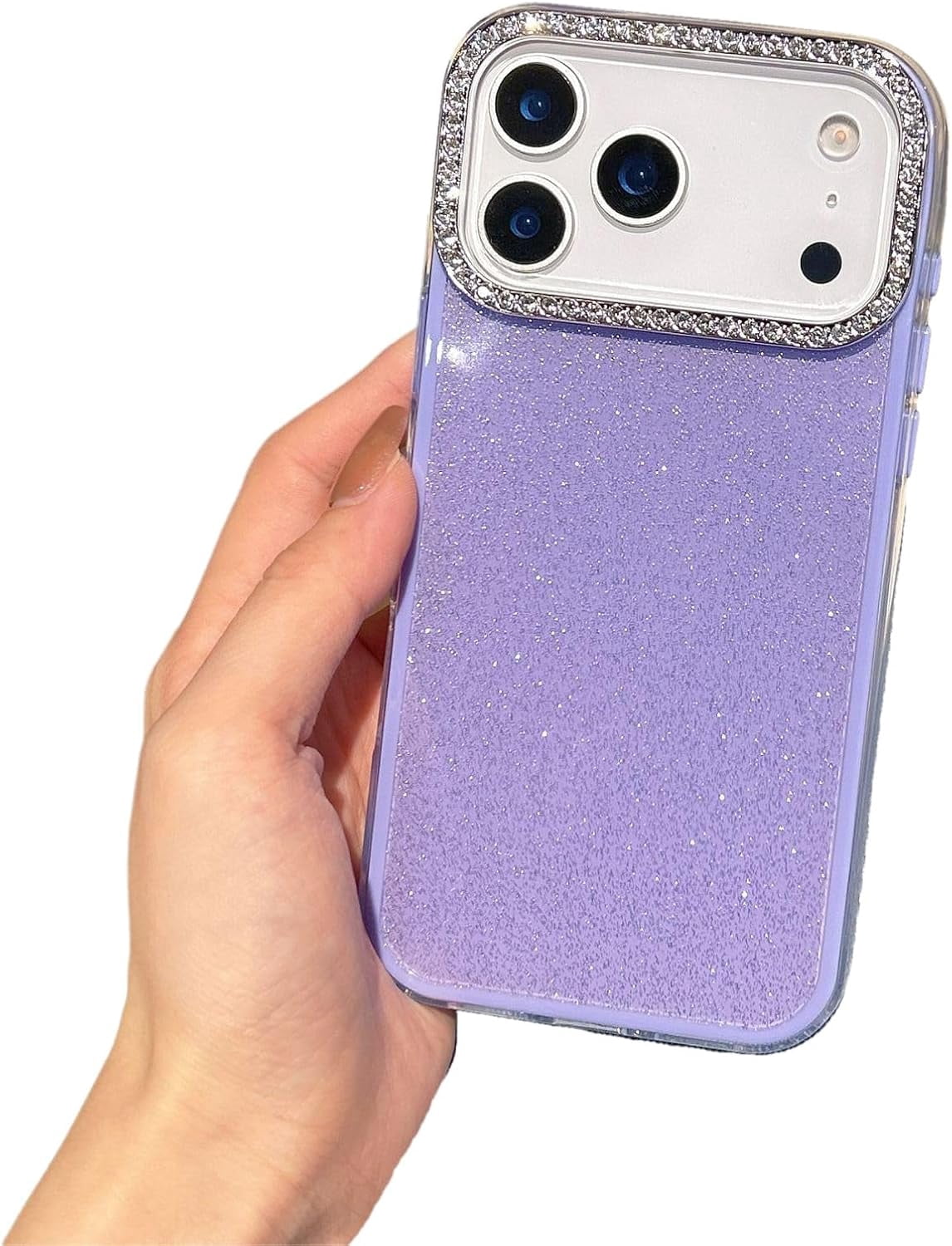 Bling Glitter Diamond Camera Frame Phone Case for iPhone (Purple,for ...