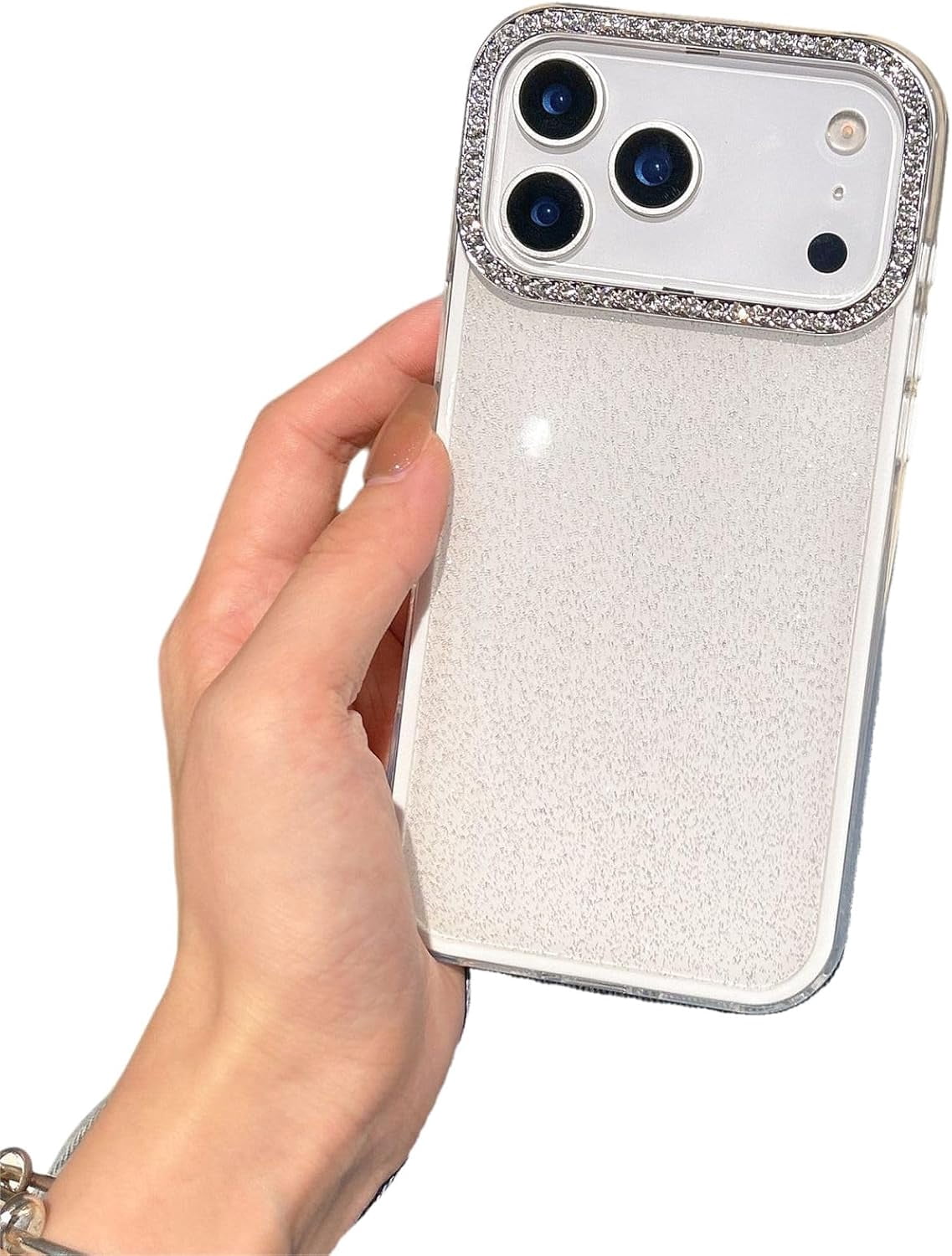 Bling Glitter Diamond Camera Frame Phone Case for iPhone (White,iPhone ...