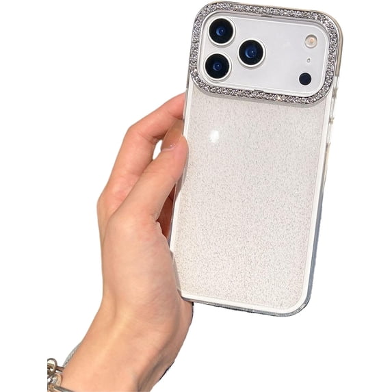 Bling Glitter Diamond Camera Frame Phone Case for iPhone (White,iPhone ...