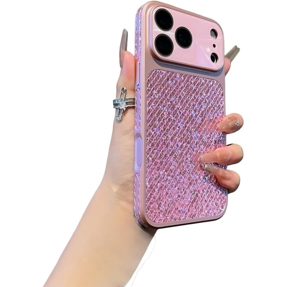 Bling Glitter Diamond Grid Back Camera Protect Phone Case for iPhone ...