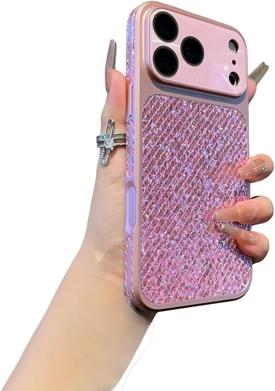 Bling Glitter Diamond Grid Back Camera Protect Phone Case for iPhone ...