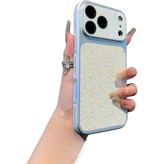 Bling Glitter Diamond Grid Back Camera Protect Phone Case for iPhone ...