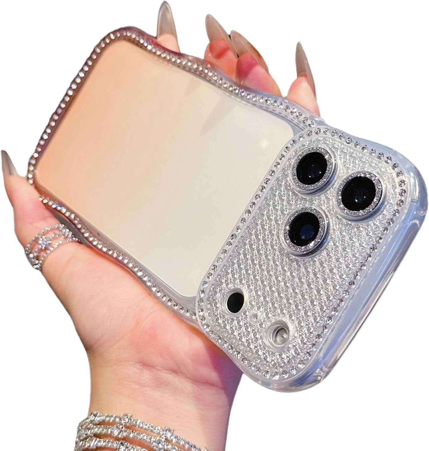 Bling Glitter Diamond Wave Edge Gradient Phone Case for iPhone (Yellow ...