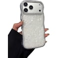 Bling Glitter Diamond Wavy Edge Shell Phone Case for iPhone (White ...