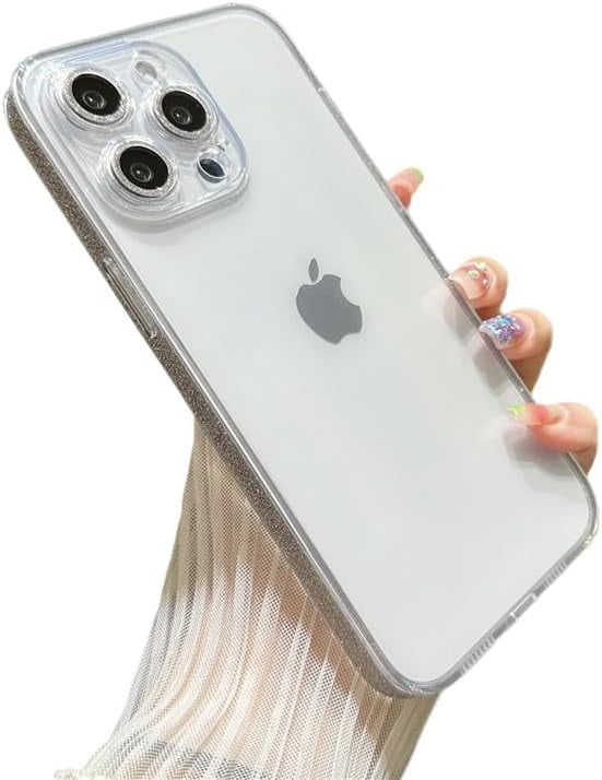 Bling Glitter Edge Camera Protection Clear Phone Case for iPhone (Black ...