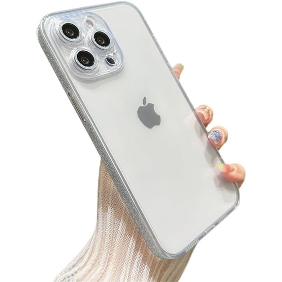 Bling Glitter Edge Camera Protection Clear Phone Case for iPhone (Blue ...