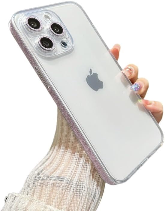 Bling Glitter Edge Camera Protection Clear Phone Case for iPhone ...
