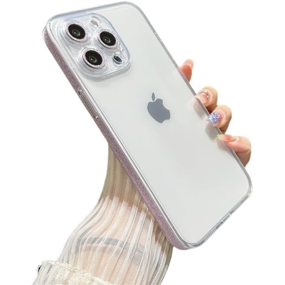 Bling Glitter Edge Camera Protection Clear Phone Case for iPhone ...