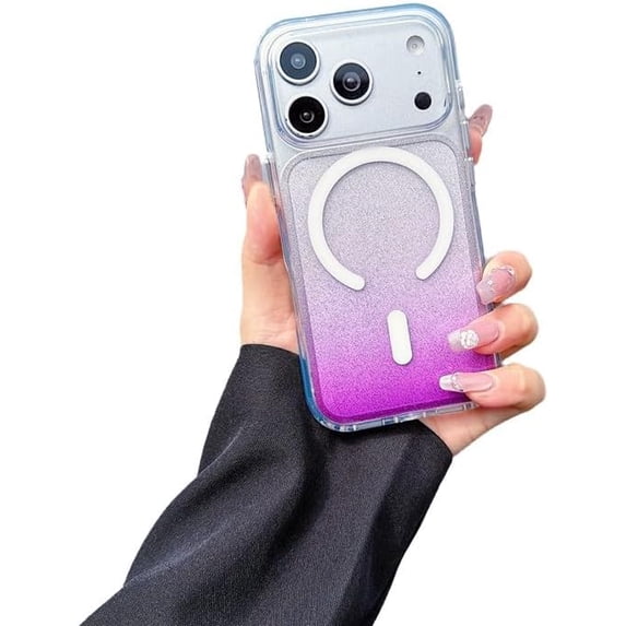 Bling Glitter Gradient Back Magnetic Phone Case for iPhone, Compatible ...