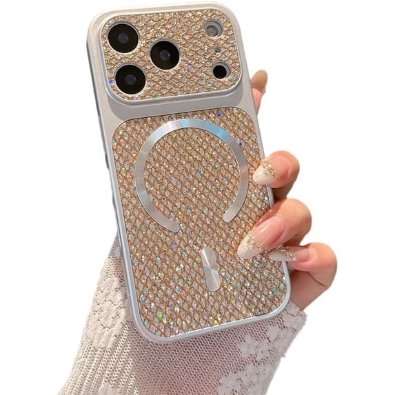 Bling Glitter Rhombus Camera Protect Diamond Magnetic Phone Case for ...