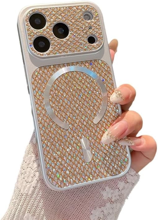 Bling Glitter Rhombus Camera Protect Diamond Magnetic Phone Case for ...