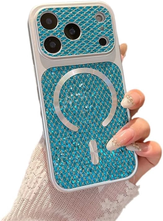 Bling Glitter Rhombus Camera Protect Diamond Magnetic Phone Case for ...