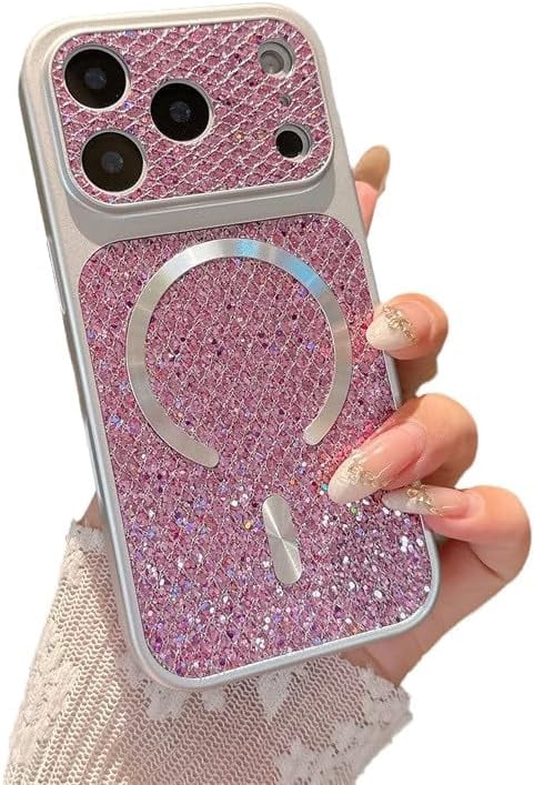 Bling Glitter Rhombus Camera Protect Diamond Magnetic Phone Case for ...