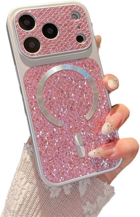 Bling Glitter Rhombus Camera Protect Diamond Magnetic Phone Case for ...