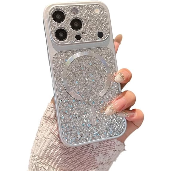 Bling Glitter Rhombus Camera Protect Diamond Magnetic Phone Case for ...