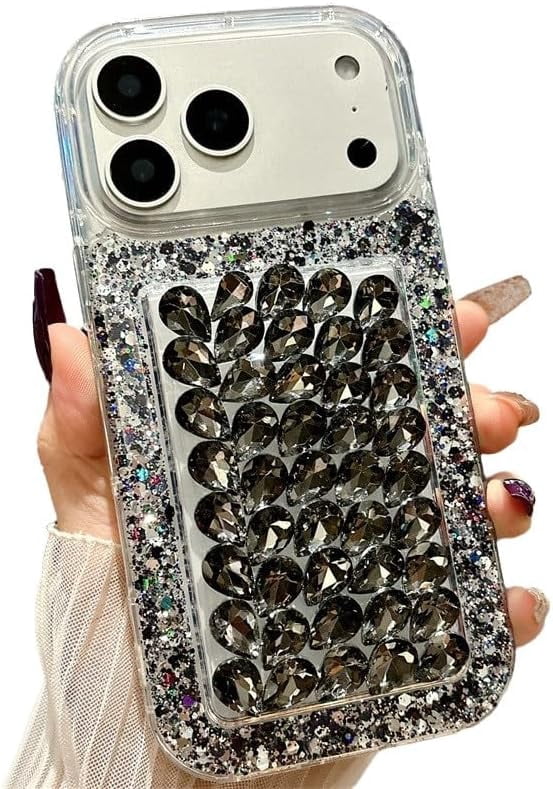 Bling Glitter Shiny Rhinestone Phone Case for iPhone (Black,iPhone 15 ...