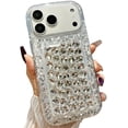 Bling Glitter Shiny Rhinestone Phone Case for iPhone (White,iPhone 15 ...