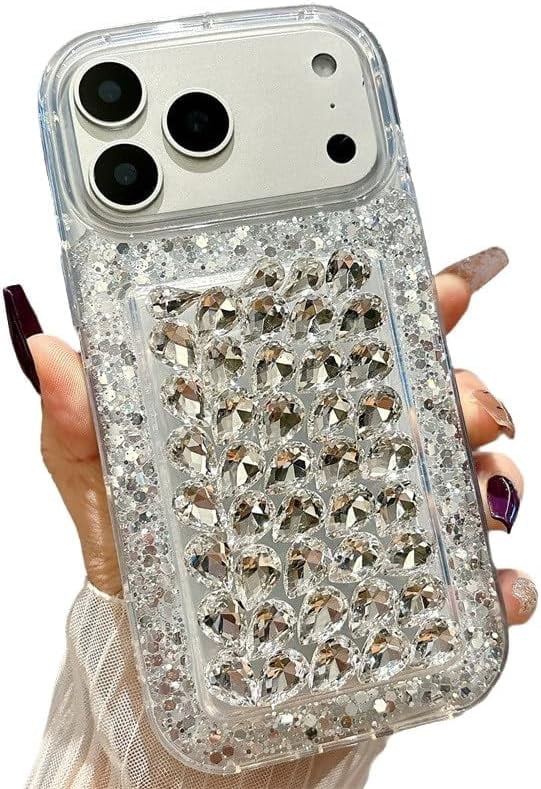 Bling Glitter Shiny Rhinestone Phone Case for iPhone (White,iPhone 16 ...