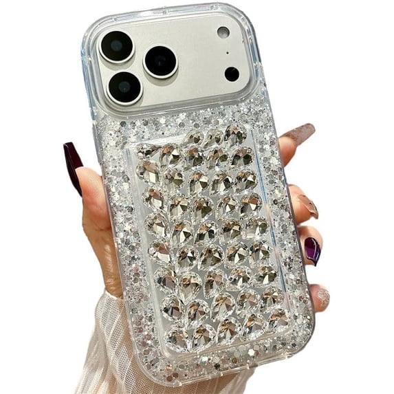 Bling Glitter Shiny Rhinestone Phone Case for iPhone (White,iPhone 16 ...